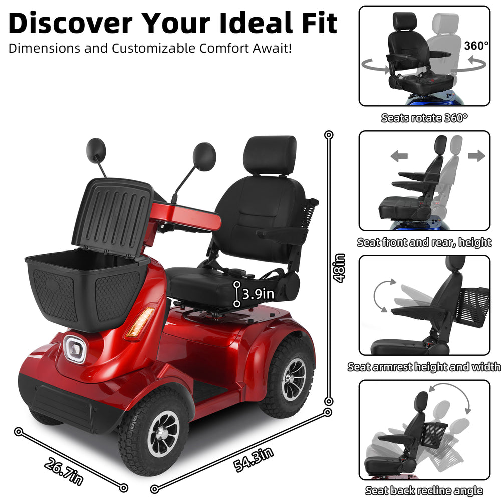 ECOMOBI MS02 MAX Heavy-Duty Mobility Scooter for Seniors – 32-Mile Ran
