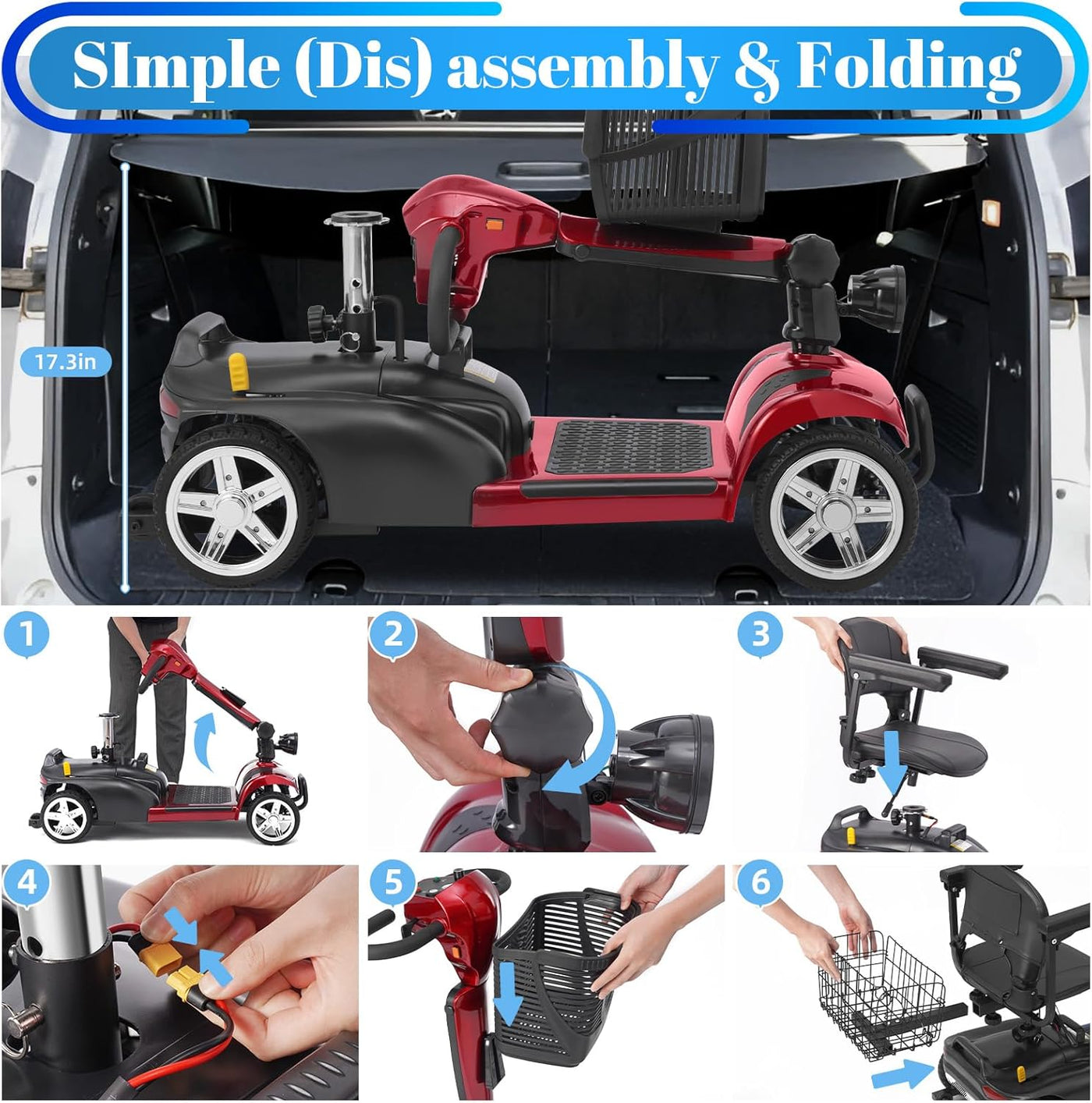 Ecomobi MS02 4-Wheel Mobility Scooter for Seniors – 30-Mile Range | 7